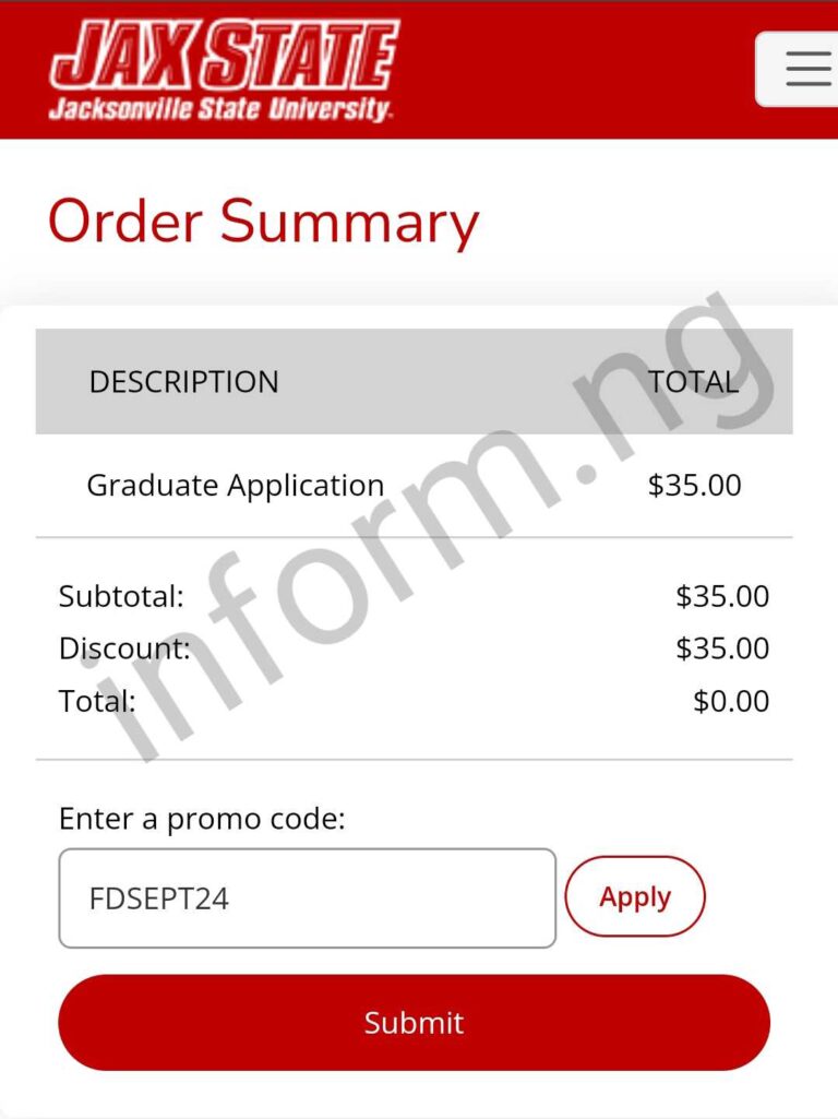 Jacksonville State University Application Fee Waiver 2025