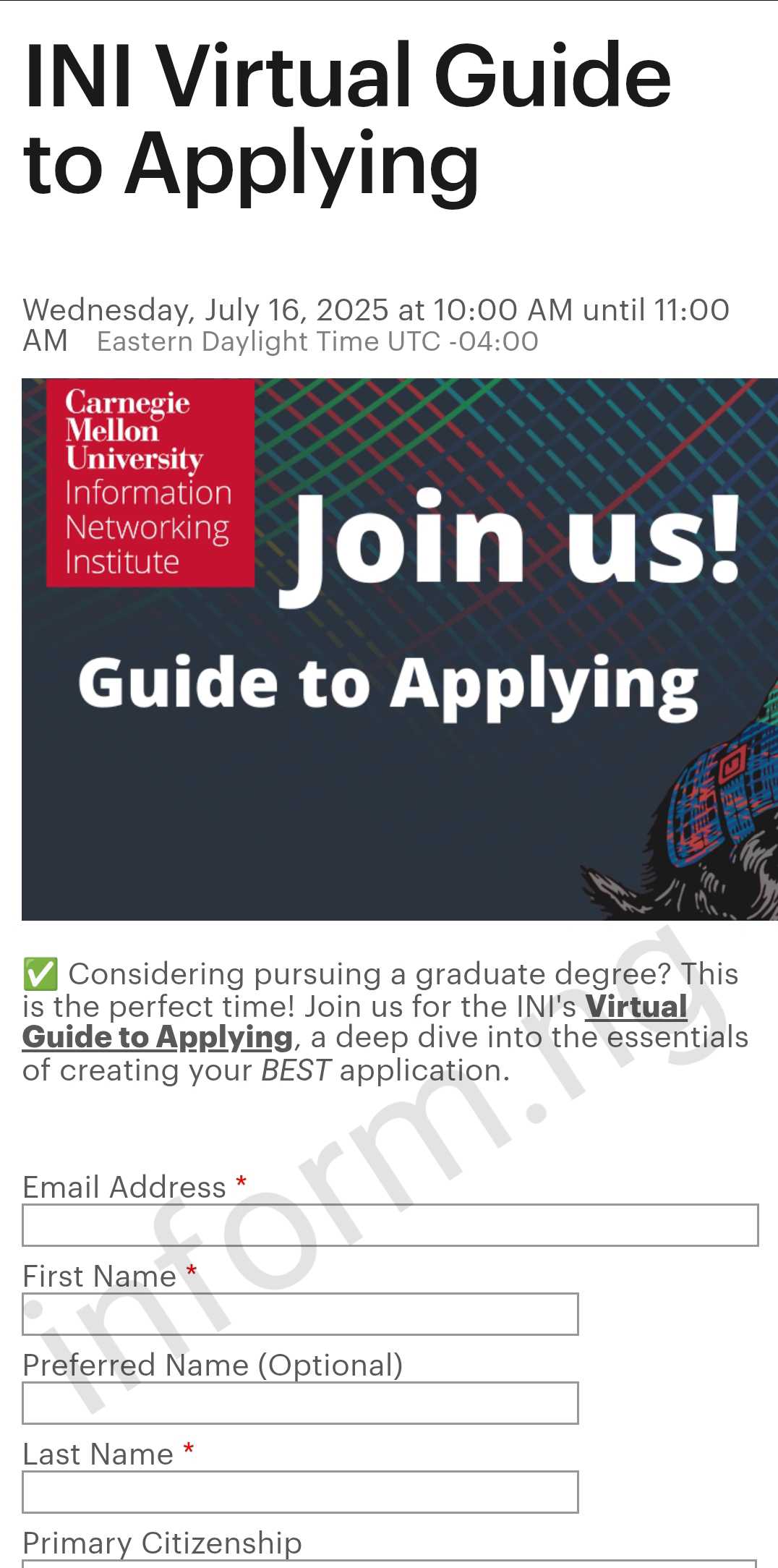 Carnegie Mellon University Application Fee Waiver 2026