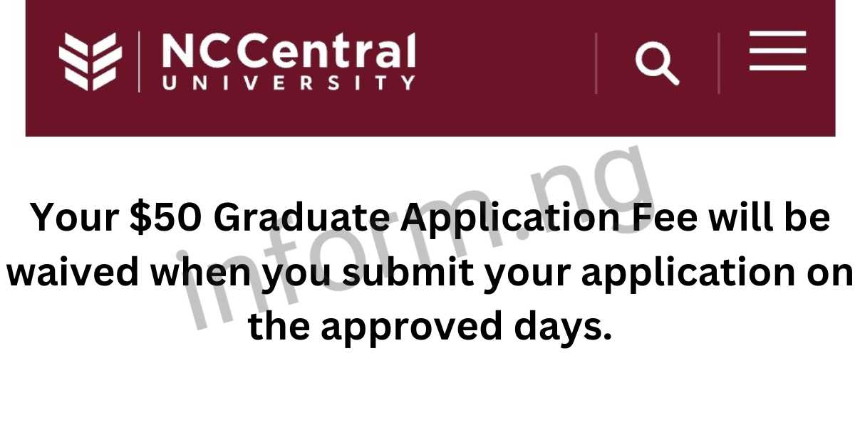 North Carolina Central University Application Fee Waiver 2026